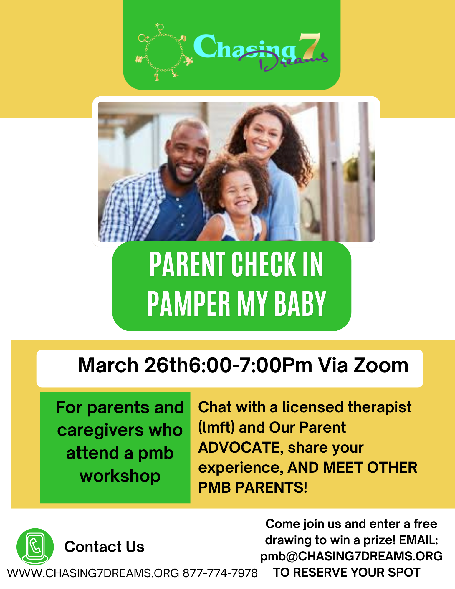 Pamper My Baby Parent Check-in Call – Chasing 7 Dreams